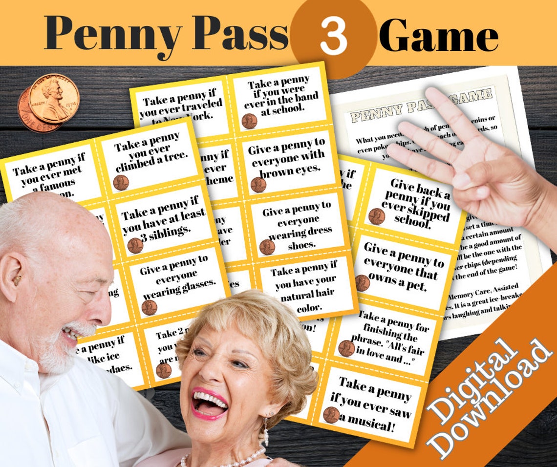 Penny Pass Bundle, Reminiscing Game Seniors, Alzheimers Game, Party ...