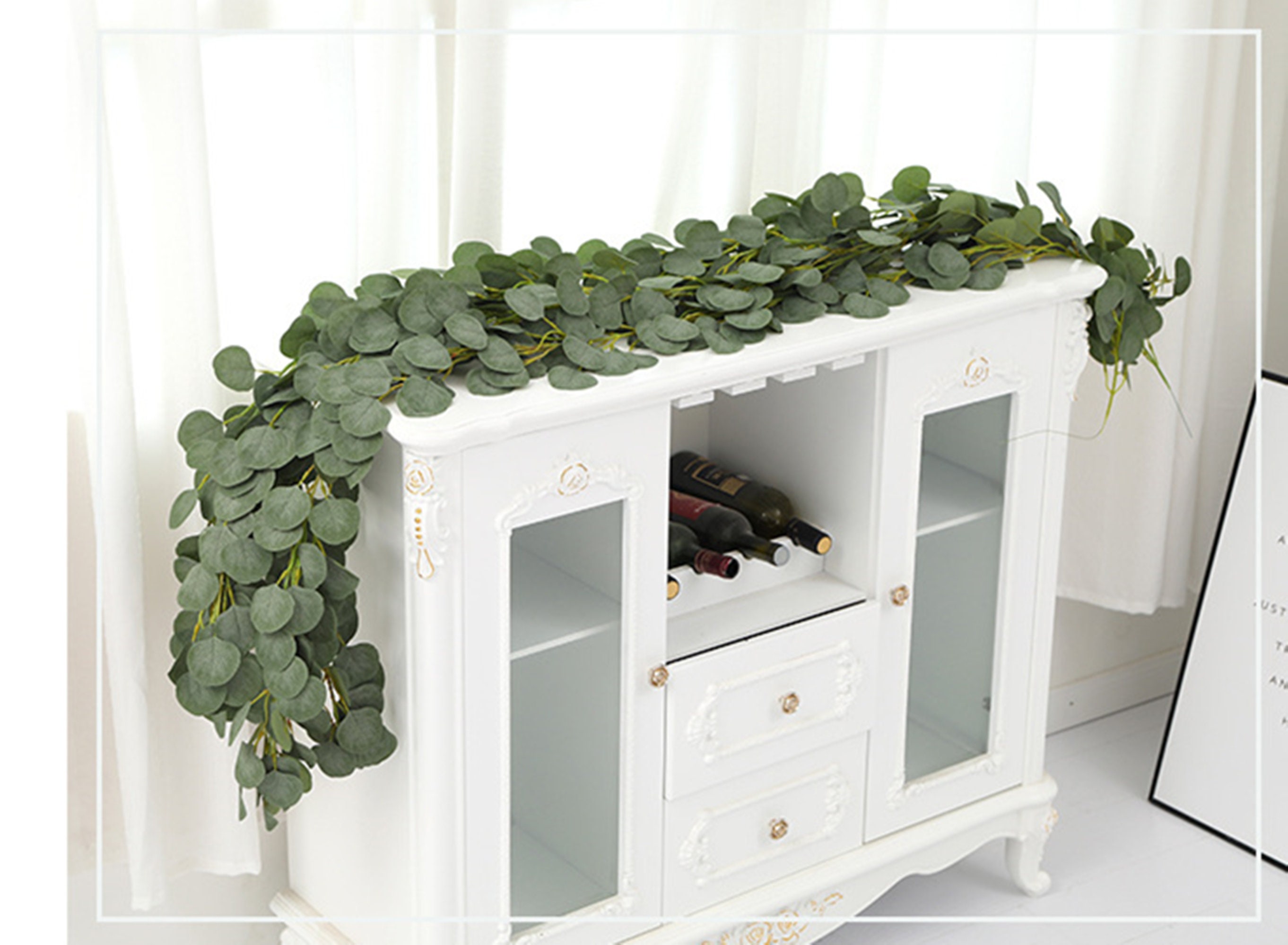 2M simulation eucalyptus rattan round leaf vine ceiling scene | Etsy