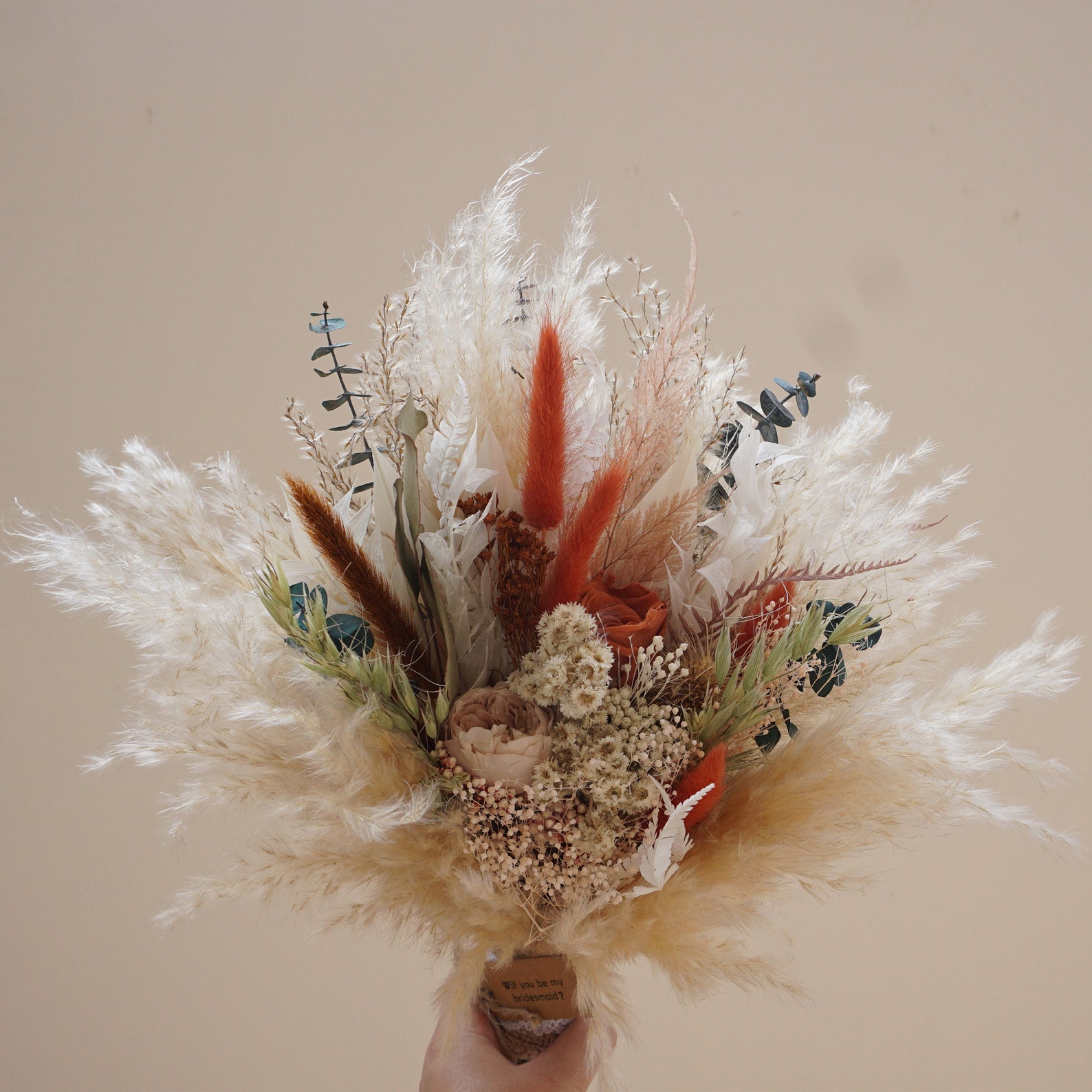 Rust Bridal Bouquet Boho Burnt Orange Bouquet Pampas Grass Bouquet ...