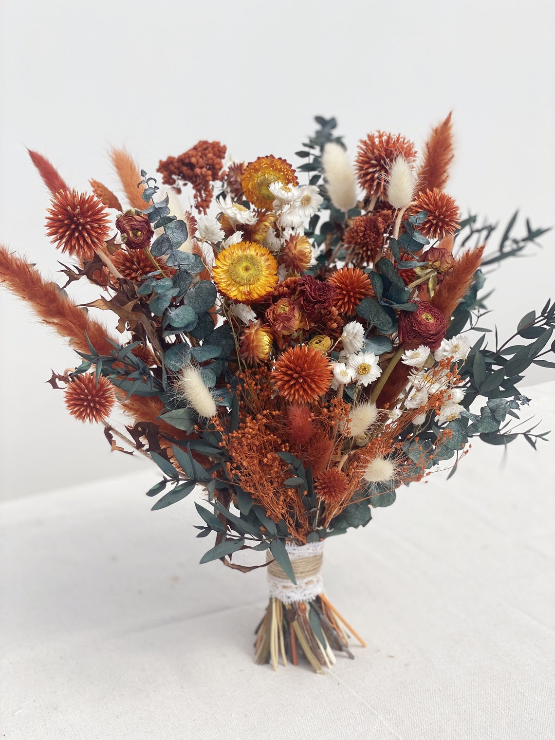 Boho Burnt Orange Dried Flower Bouquet Burnt Orange Wedding - Etsy