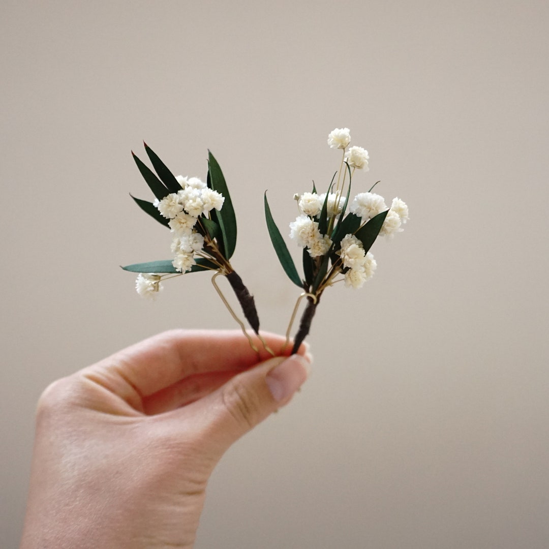 Terracotta ,greenery Eucalyptus Wedding Dried Flower Hair Pins, Boho ...