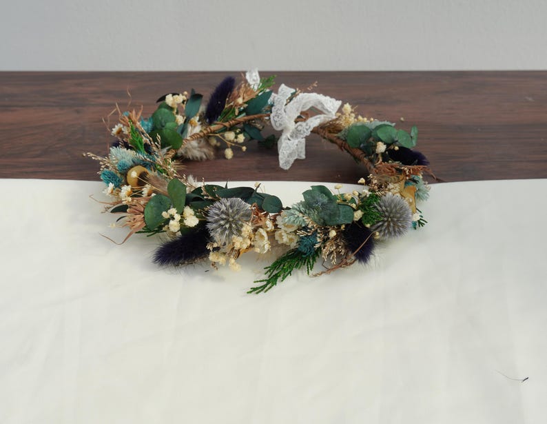 Dried Thistle Crown, Dried Eucalyptus Crown, Boho Flower Crown , Bridal ...
