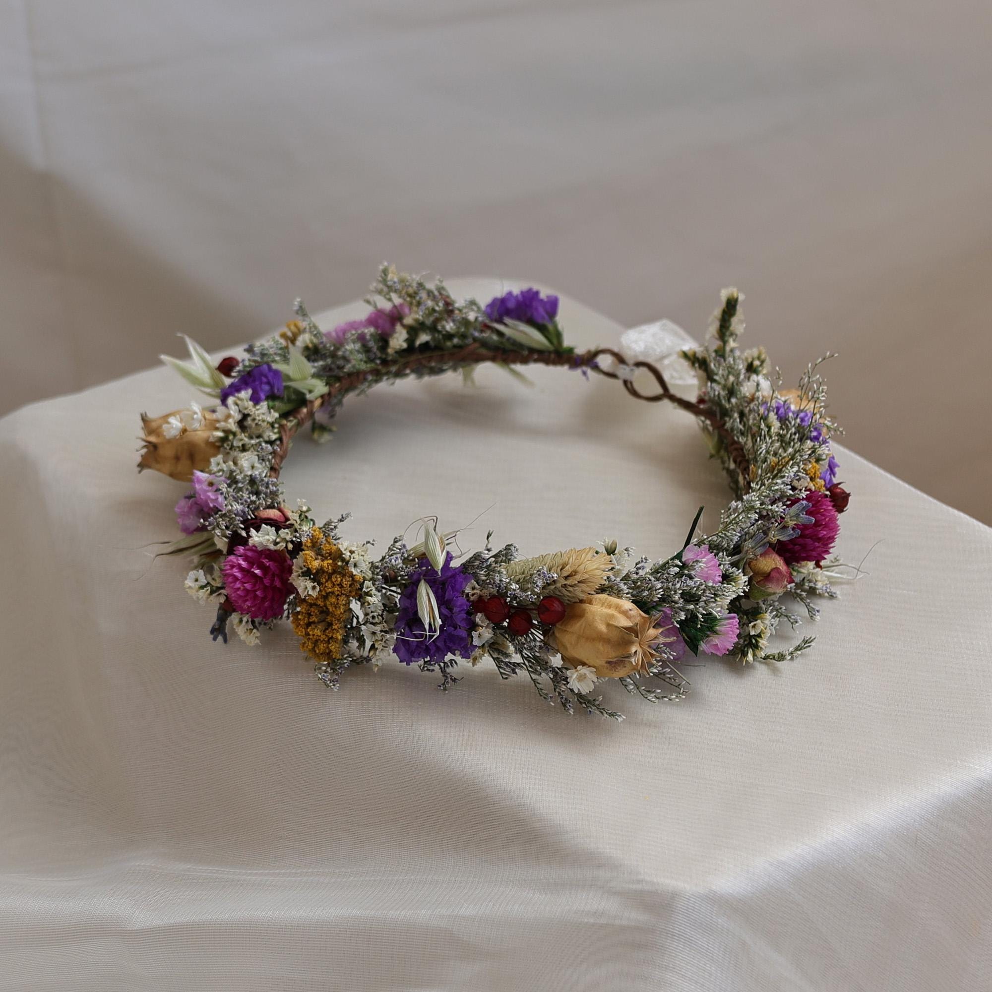 Bridal Flower Crown/ Daisy Dry Flower Crown/dried Flower Hair Garland ...