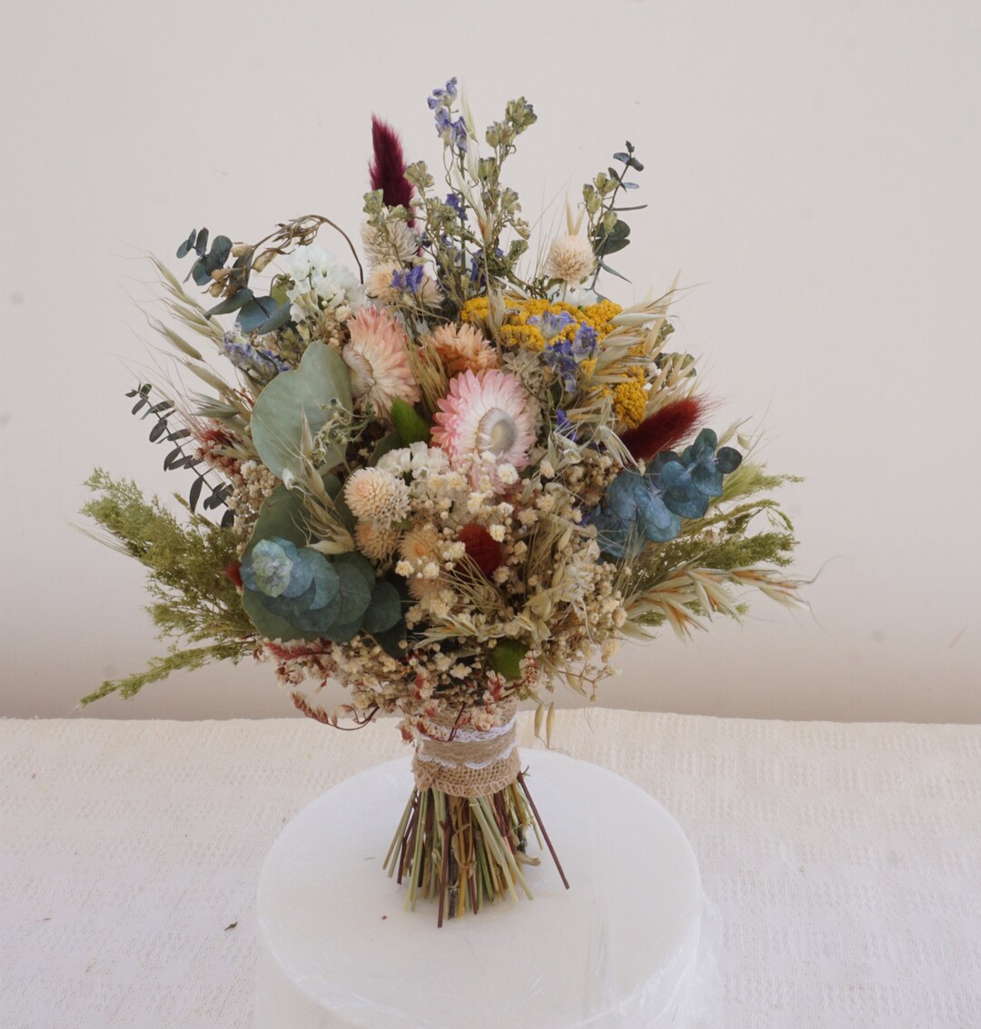 Blue Burgundy Dried Flowers Preserved Daisy Flowers Greenery Bouquet ...