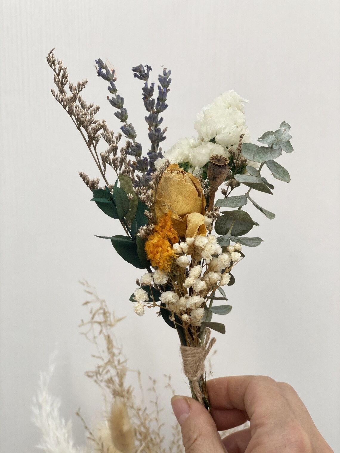 Mini Real Natural Dried Flower Bouquet Rose Gypsophila Plants - Etsy