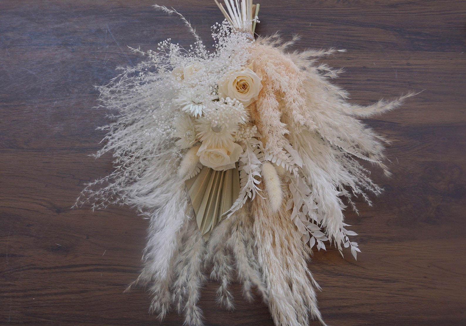 Pampas Grass Preserved Blush Pink Rose Boho Bouquet Blush Pink Bridal ...