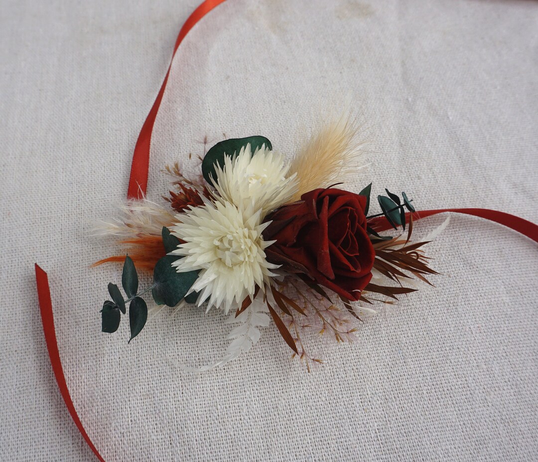 Rust Terracotta Eucalyptus Garden Rose Corsage - Etsy