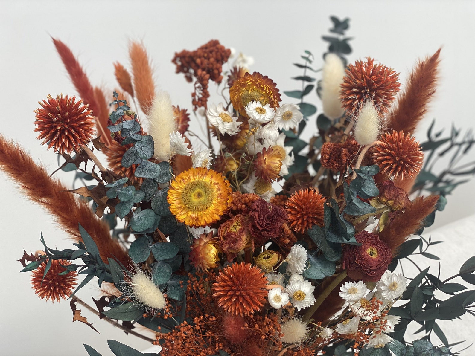 Boho Burnt Orange Dried Flower Bouquet, Burnt Orange Wedding Flowers ...