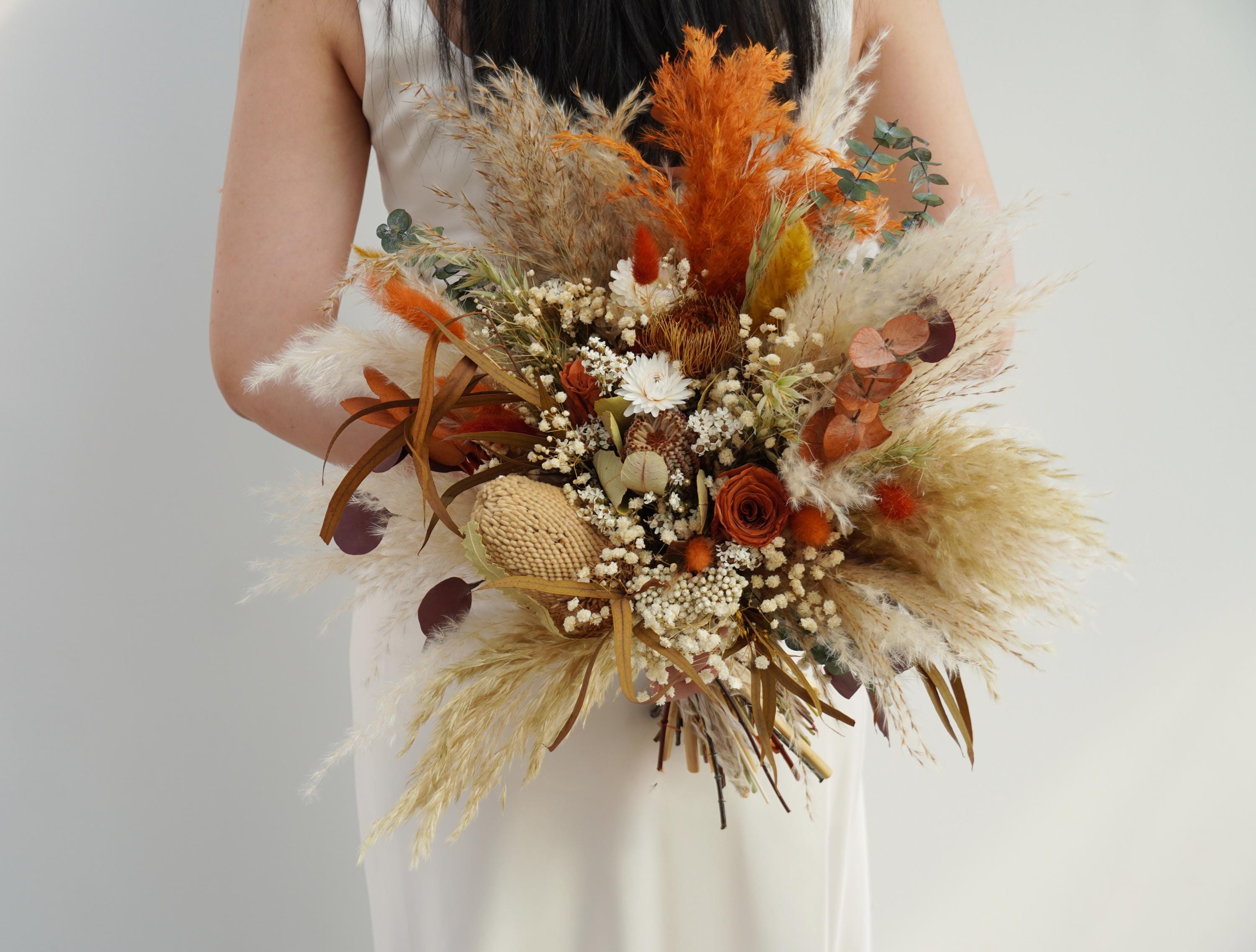 Boho Rust Terracotta Wedding Bouquet, Terracotta Bridesmaid Bouquet ...