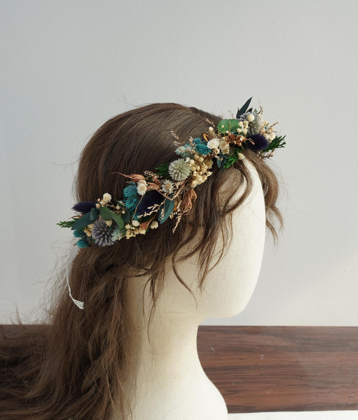 Dried Thistle Crown, Dried Eucalyptus Crown, Boho Flower Crown , Bridal ...