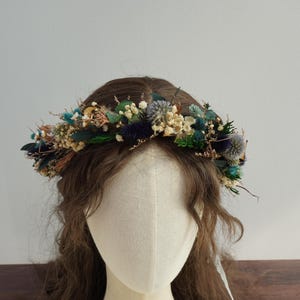 Dried Thistle Crown, Dried Eucalyptus Crown, Boho Flower Crown , Bridal ...