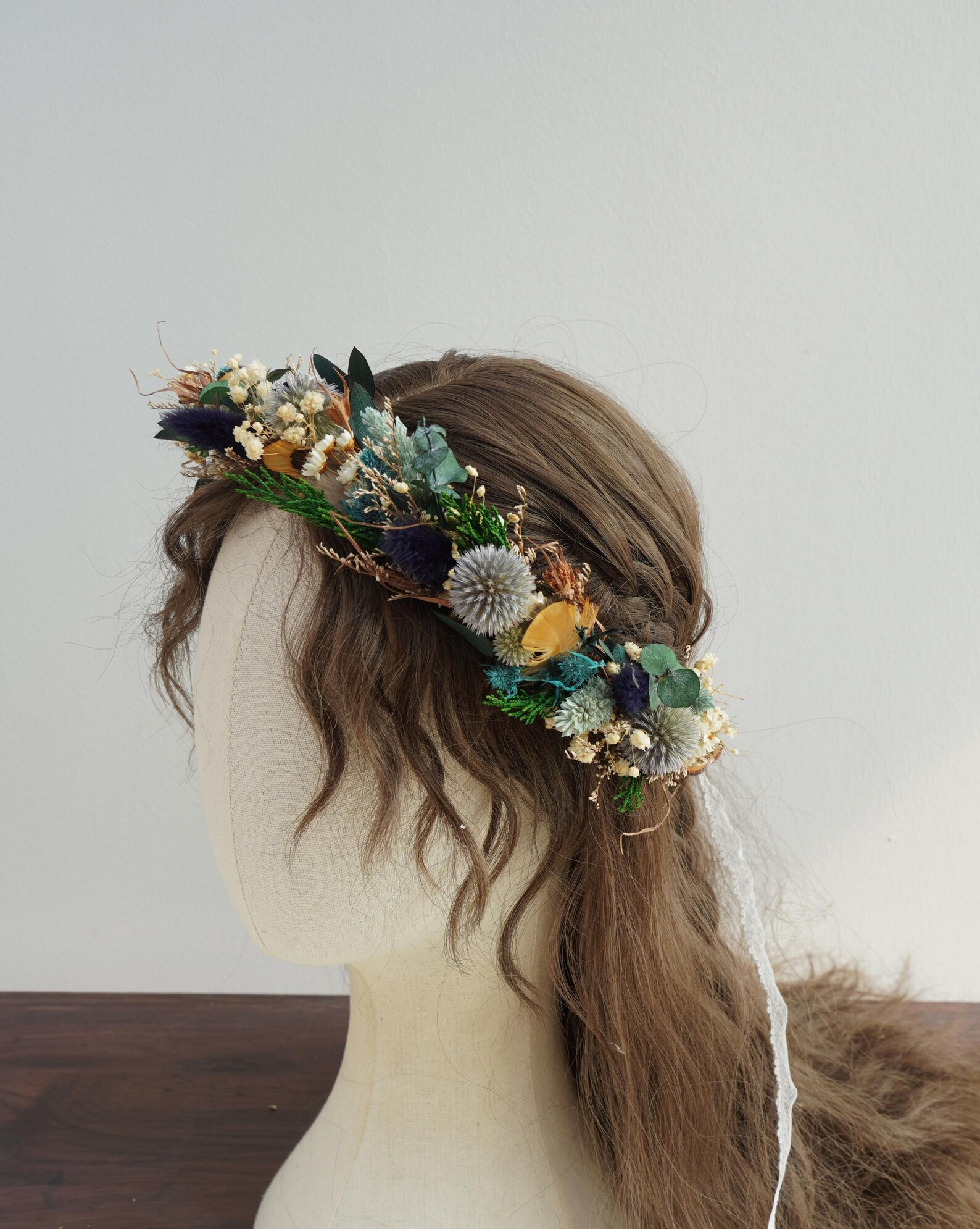 Dried Thistle Crown, Dried Eucalyptus Crown, Boho Flower Crown , Bridal ...