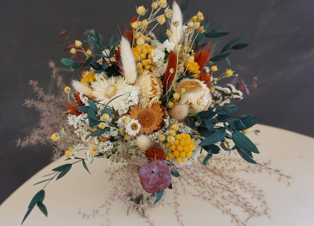 Neutral Rust Tone Bridal Bouquet Eucalyptus Greenery Bouquet Bride and ...