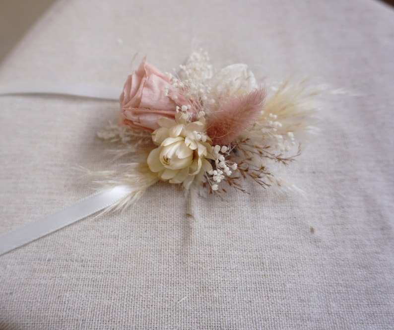 Pink and Cream Boho Dried Flower Wedding Wrist Corsage - Etsy