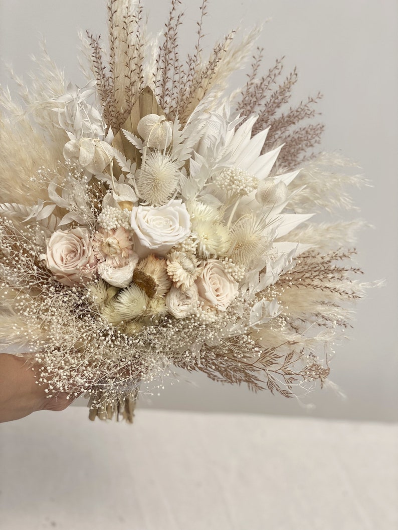 Dried Pampas Grass & Dust Rose Bridal Bouquet - Etsy