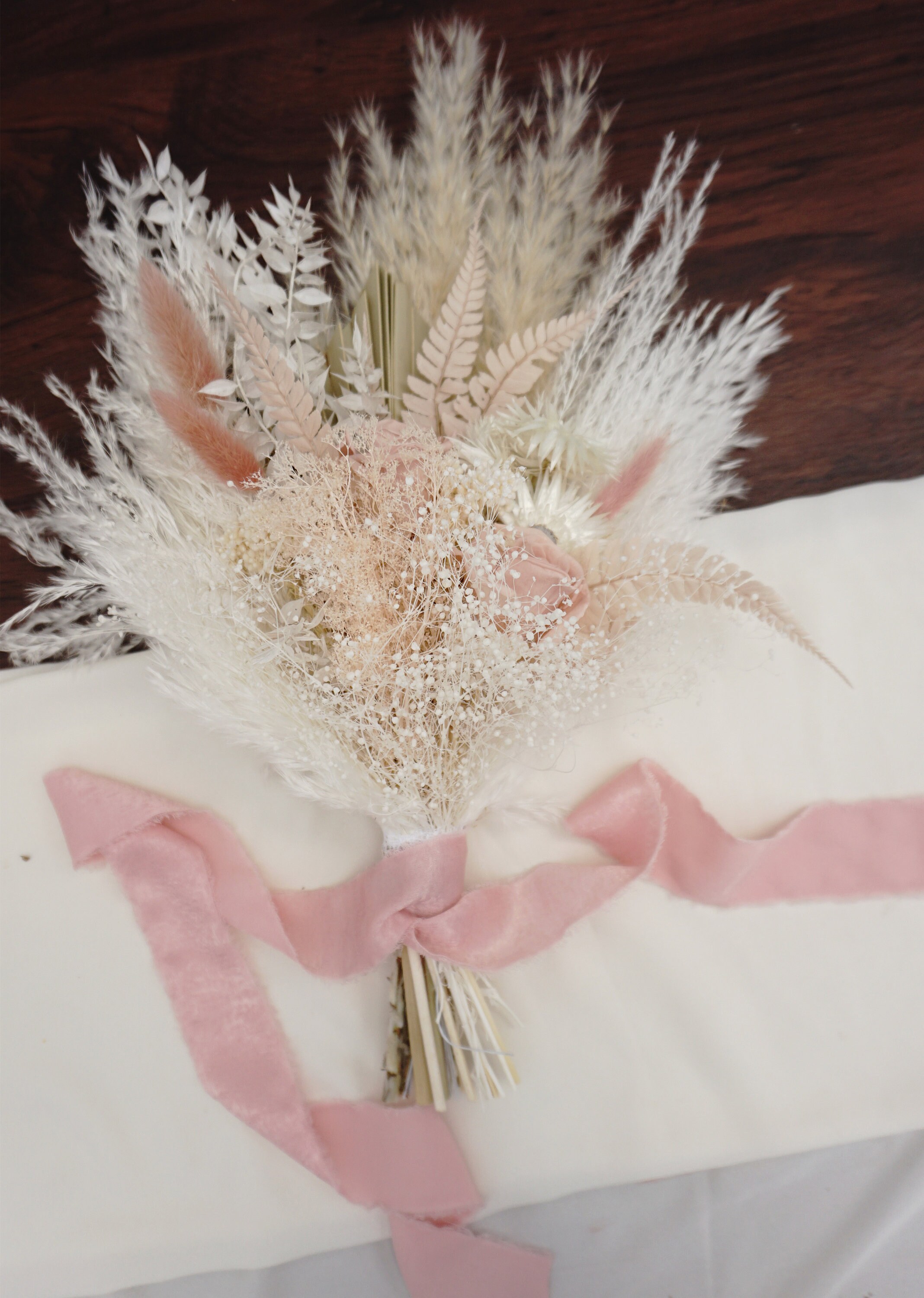 Pampas Grass Preserved Blush Pink Rose Boho Bouquet Blush Pink Bridal ...