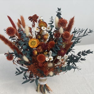 Boho Burnt Orange Dried Flower Bouquet, Burnt Orange Wedding Flowers ...