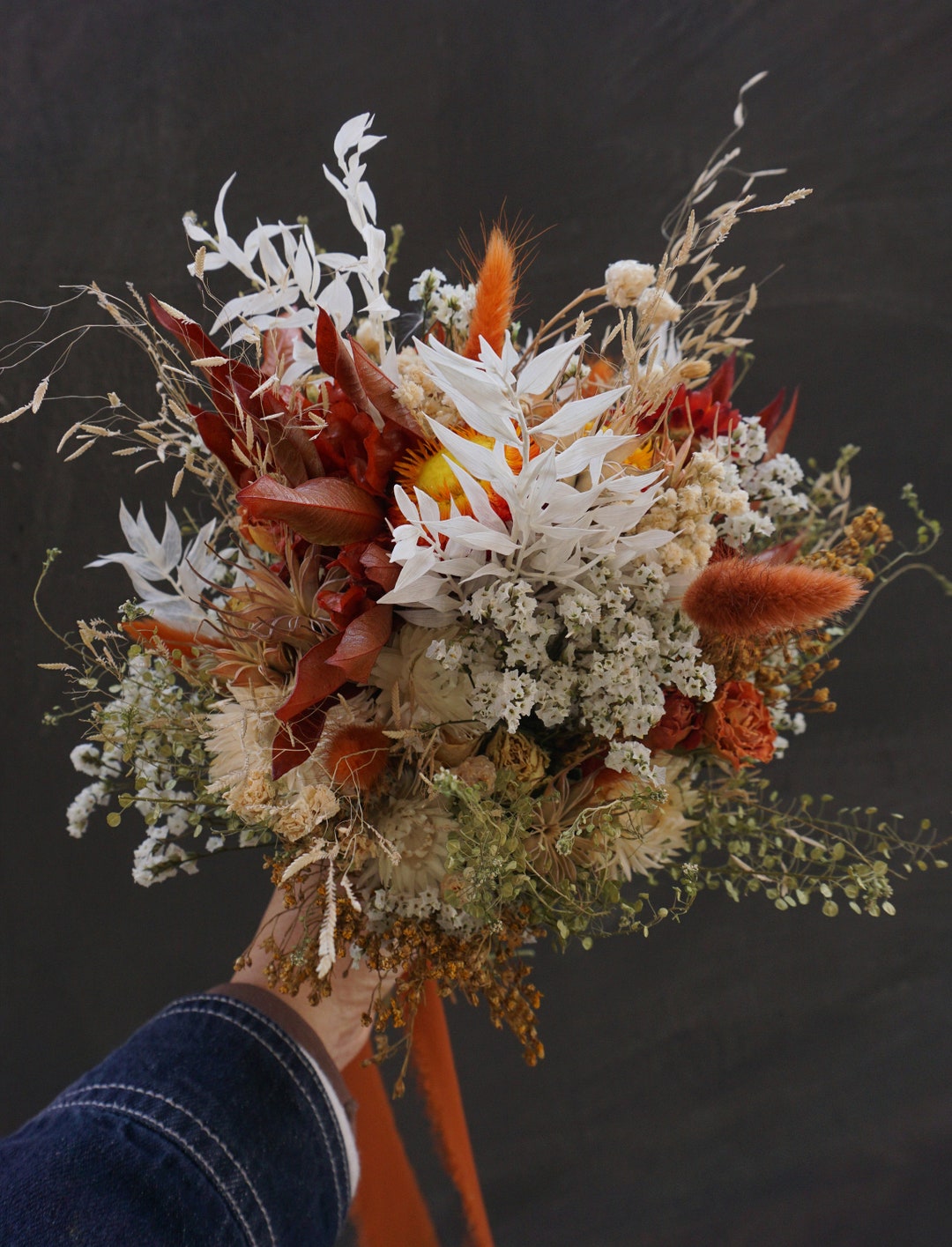 Neutral Rust Tone Bridal Bouquet / Bride and Bridesmaid Bouquet ...