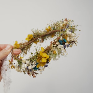 Wildflower Natural Dried and Preserved Boho Flower Crown, Adult Wedding ...