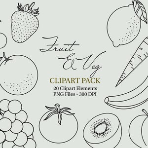 Fruit & Veg Clipart Pack Hand Drawn Doodles. Vegetables, Orange, Apple ...