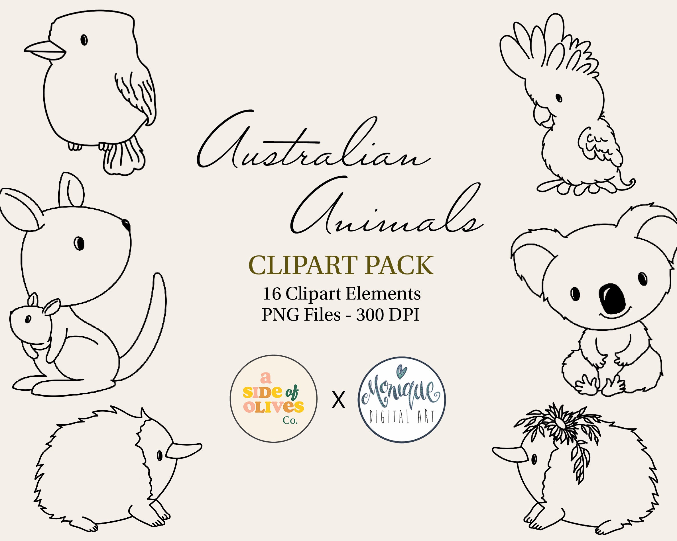 Australian Animals Clipart Pack Hand Drawn Doodles. Nursery - Etsy ...