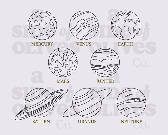 Solar System Clipart Black And White
