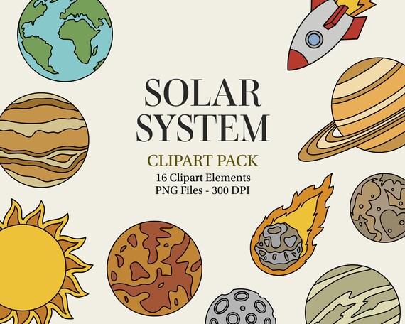 Solar System Clipart Pack Hand Drawn Doodles. Planets | Etsy