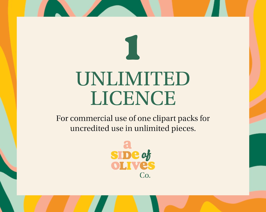 ONE UNLIMITED LICENCE - for Commercial Use of One Clipart Pack for ...