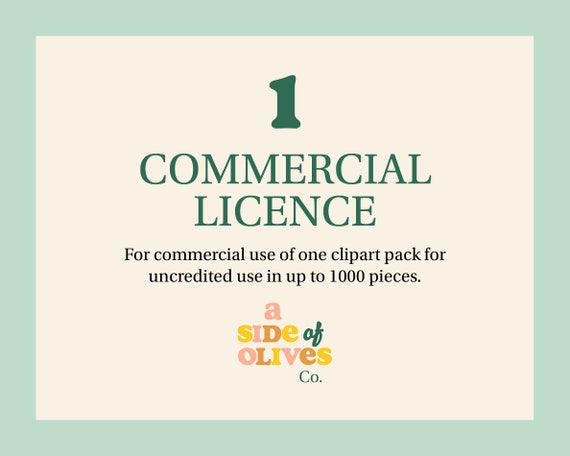 ONE COMMERCIAL LICENCE For commercial use of one clipart | Etsy