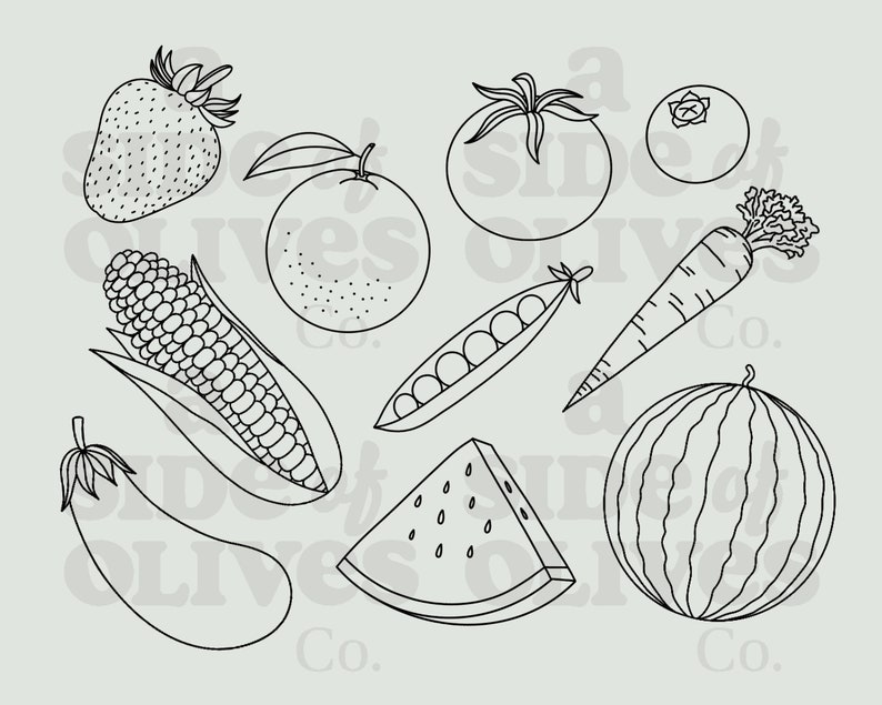 Fruit & Veg Clipart Pack Hand Drawn Doodles. Vegetables | Etsy