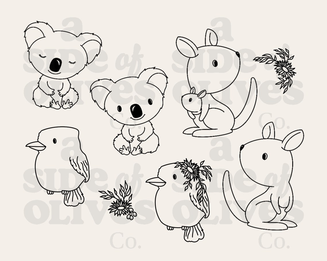 Australian Animals Clipart Pack Hand Drawn Doodles. Nursery - Etsy ...