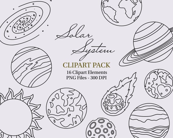 Planet And Stars Clipart Black&white