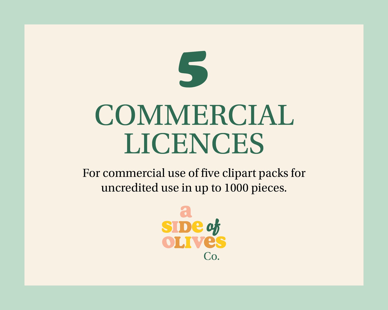 FIVE COMMERCIAL LICENCES - for Commercial Use of Five Clipart Packs for ...