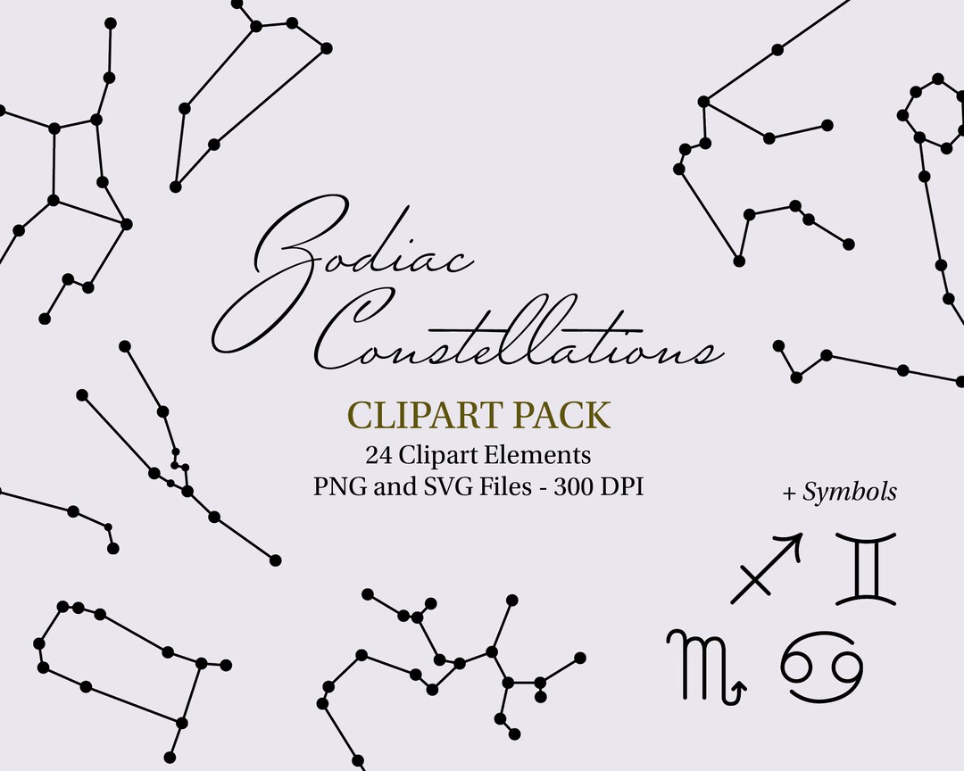 Zodiac Constellations Clipart Pack - Astrology, Star Signs, Zodiac ...