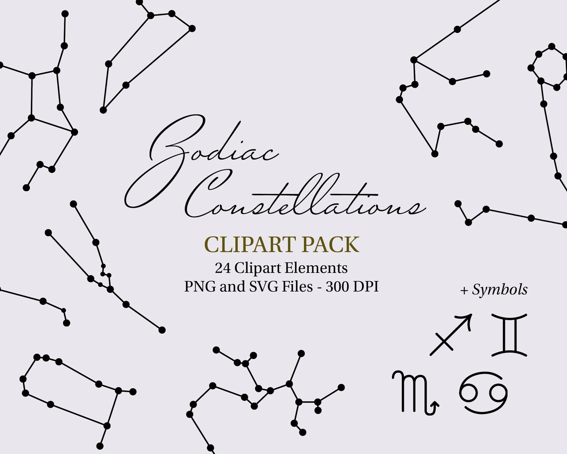 Zodiac Constellations Clipart Pack Astrology Star Signs - Etsy