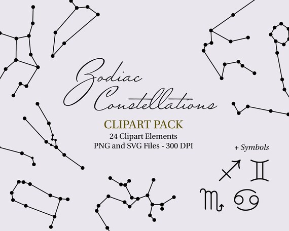 Zodiac Constellations Clipart Pack Astrology Star Signs | Etsy