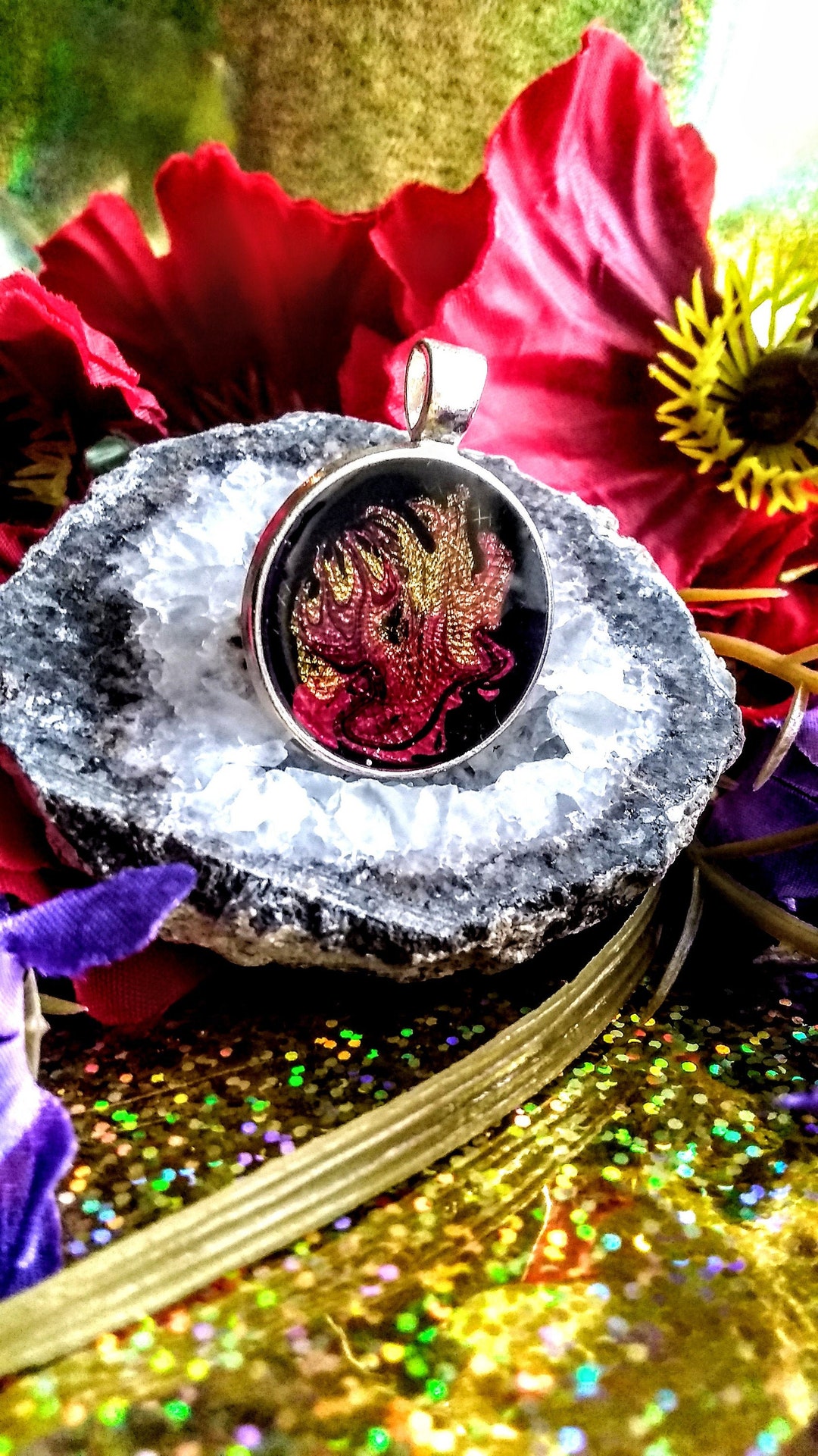 Dancing Flames Necklace, Abstract Necklace, Original Paint Necklace ...