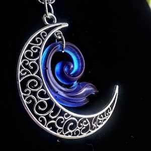 Moon and Water Necklace Elvish Necklace Crescent Moon - Etsy