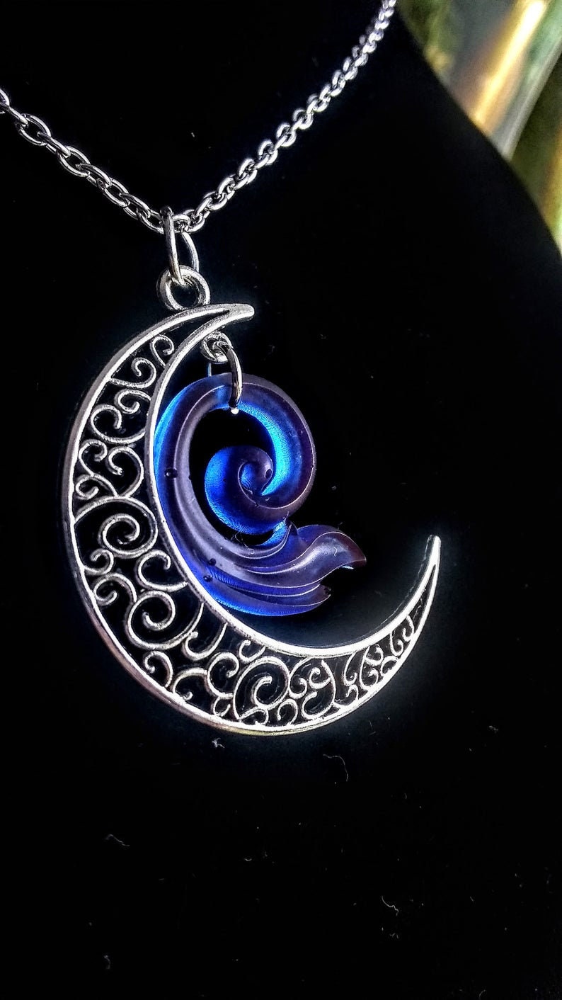 Moon and Water Necklace Elvish Necklace Crescent Moon - Etsy