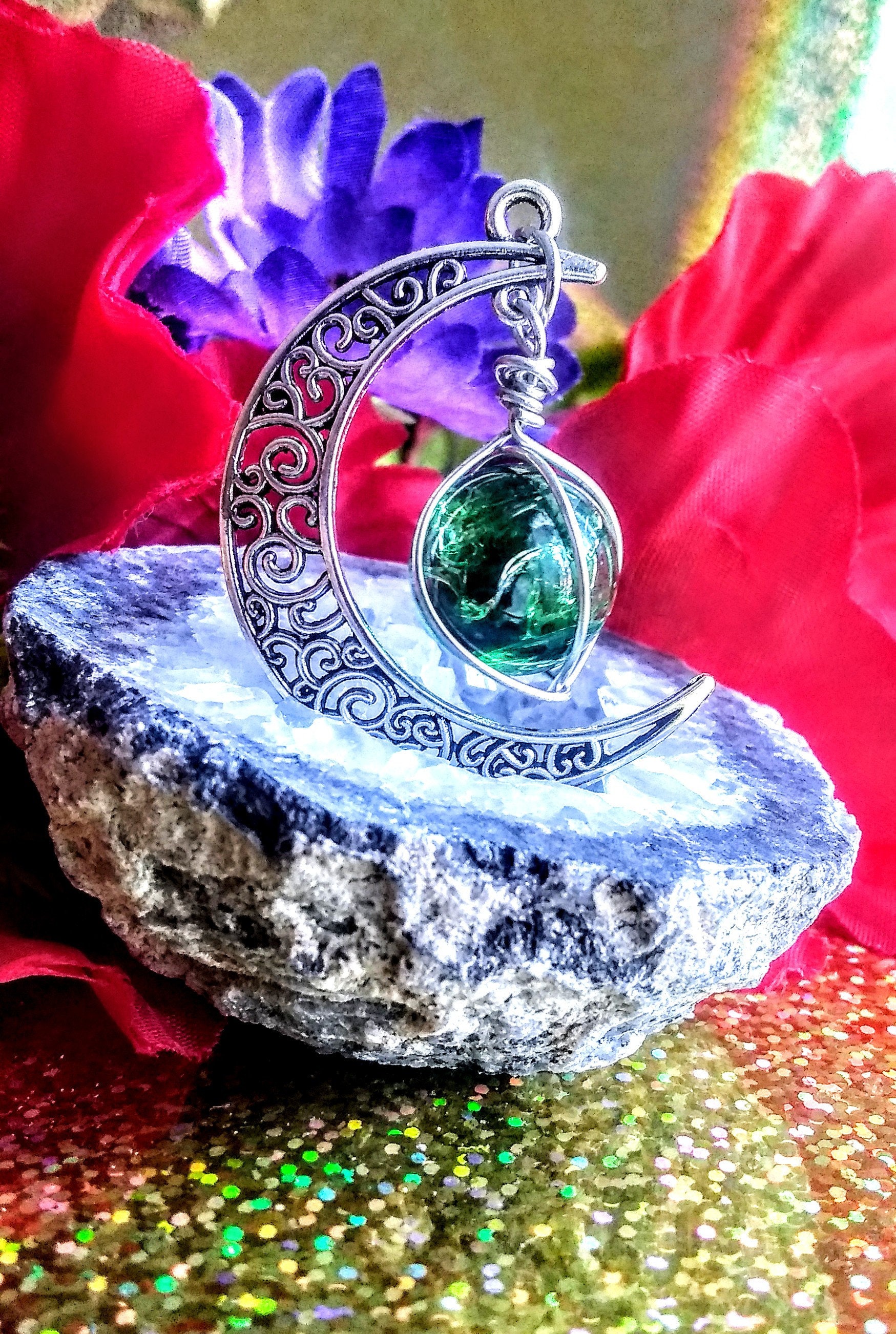 Elvish Moon Necklace Fantasy Crescent Moon Necklace Elven - Etsy