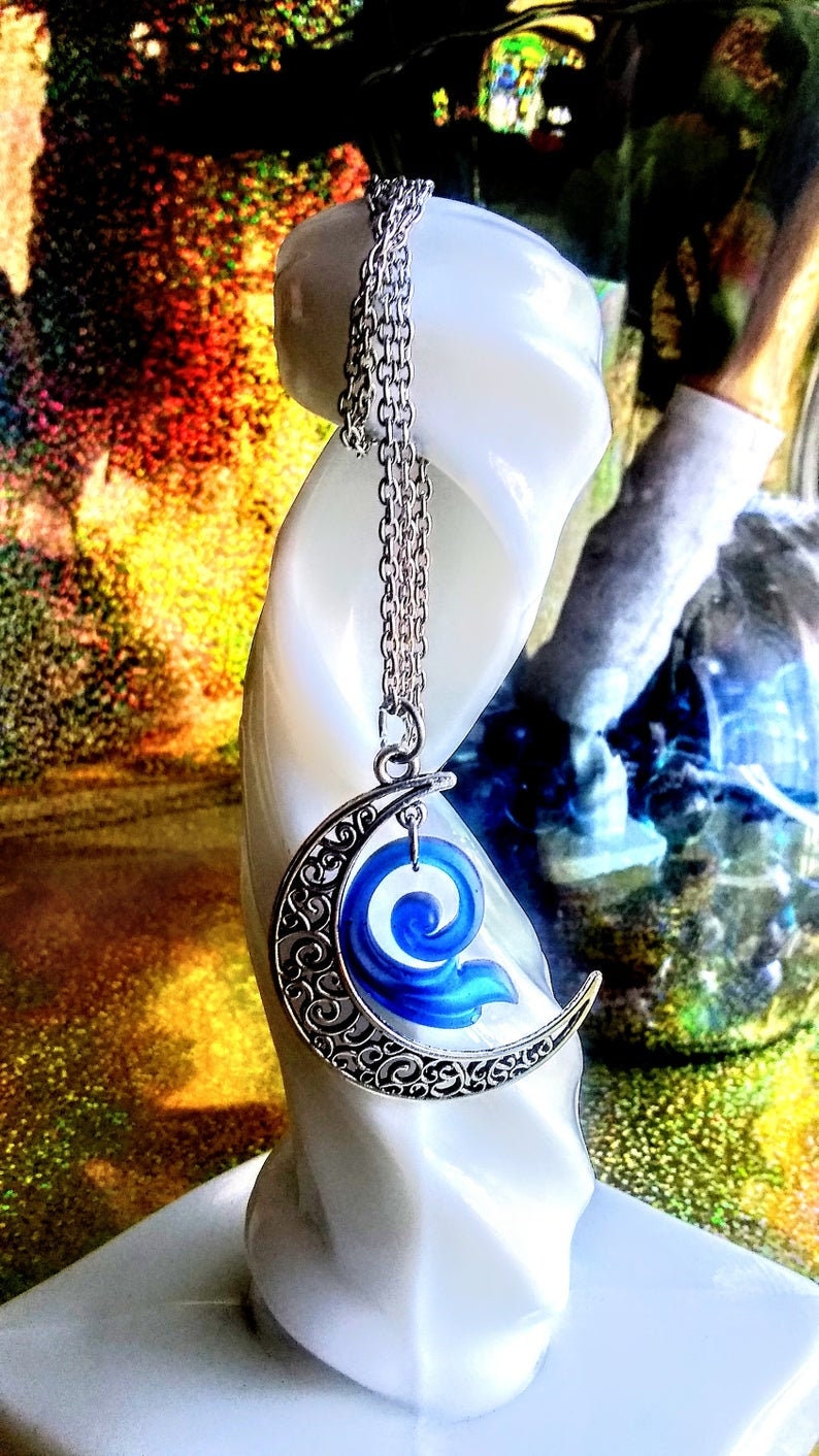 Moon and Water Necklace Elvish Necklace Crescent Moon - Etsy