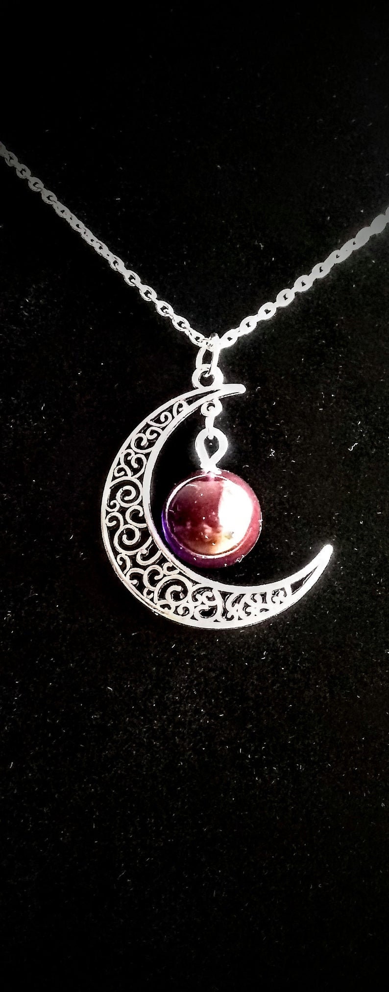 Dark Elven Moon Jewelry Elvish Necklace Crescent Moon - Etsy