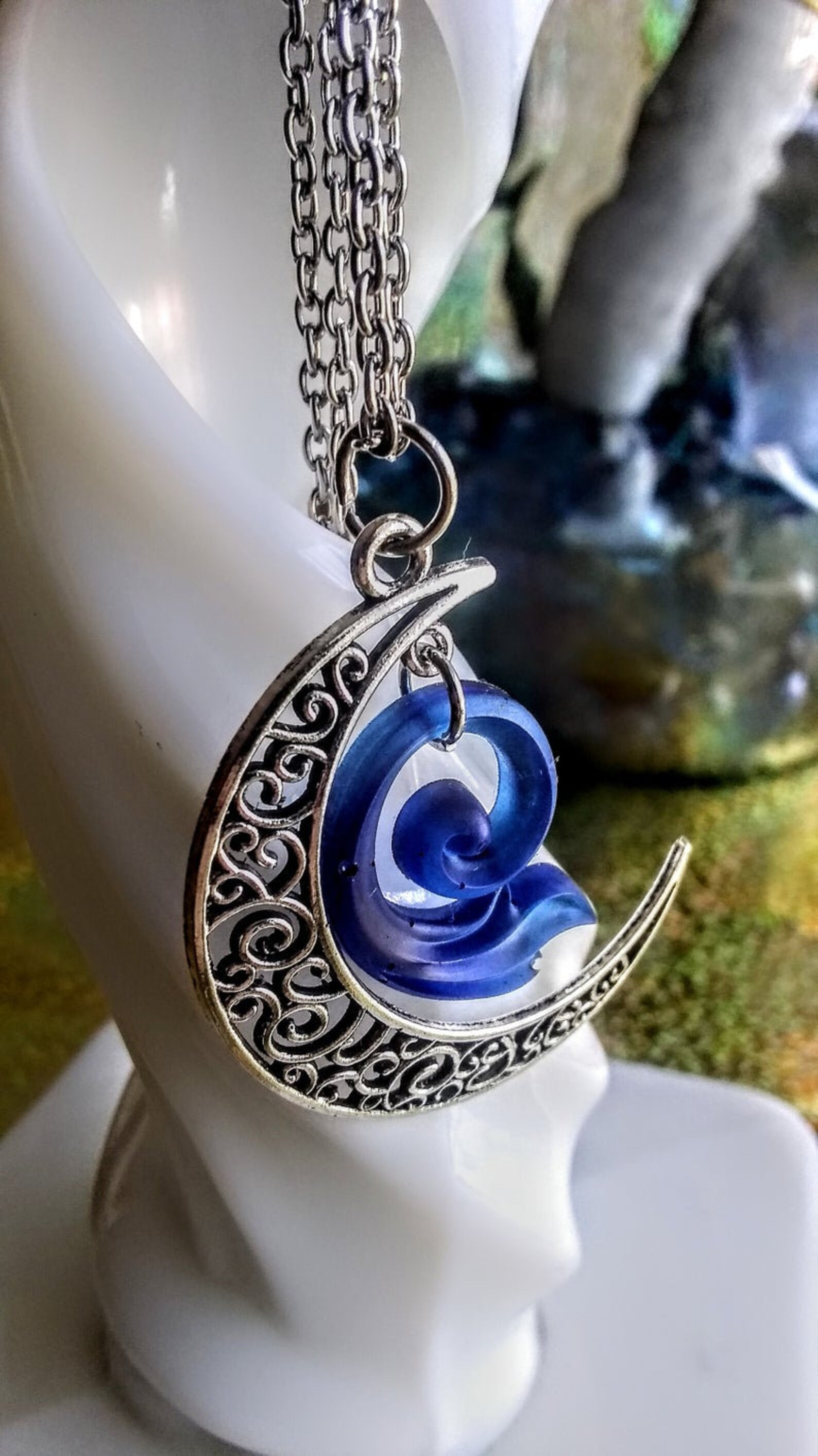 Moon and Water Necklace Elvish Necklace Crescent Moon - Etsy