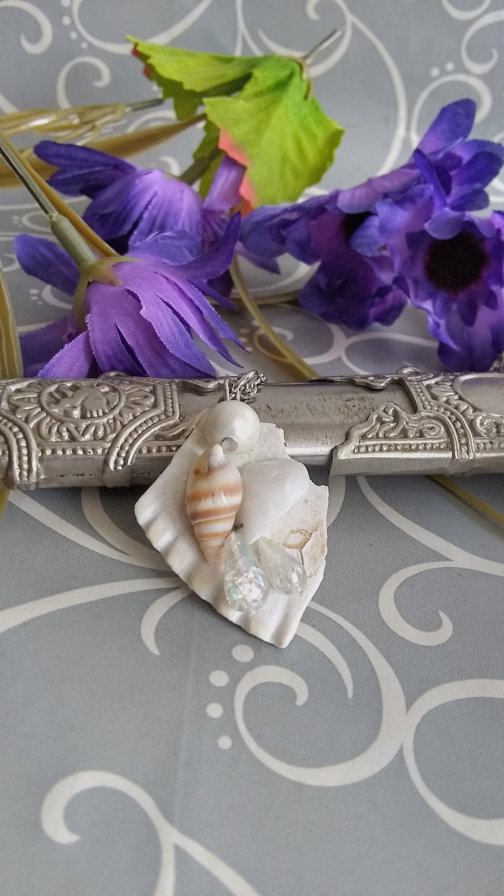 Mermaid Necklace, Sea Shell Necklace, White Shell Necklace, Beach ...