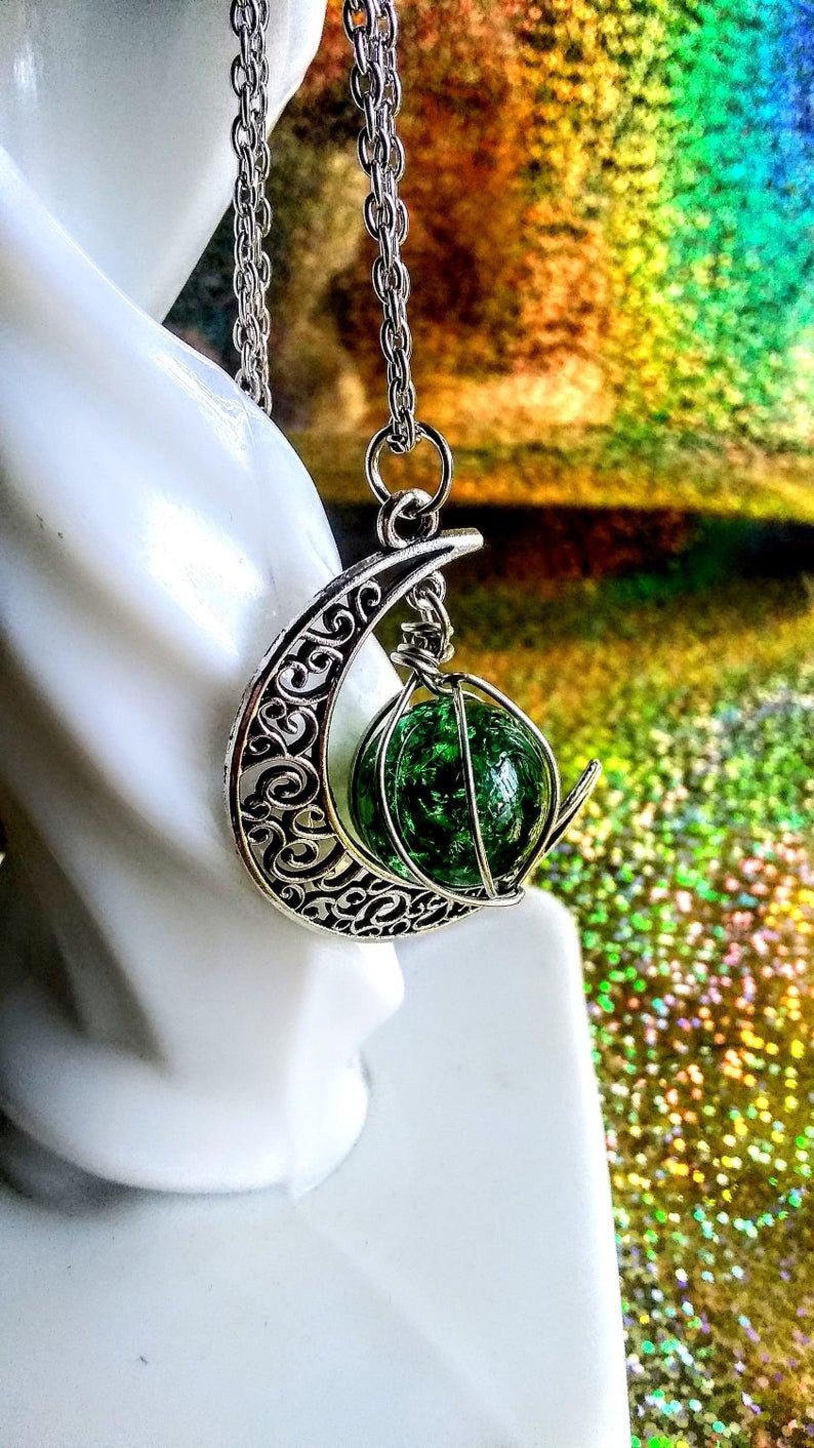 Elvish Moon Necklace Fantasy Crescent Moon Necklace Elven - Etsy