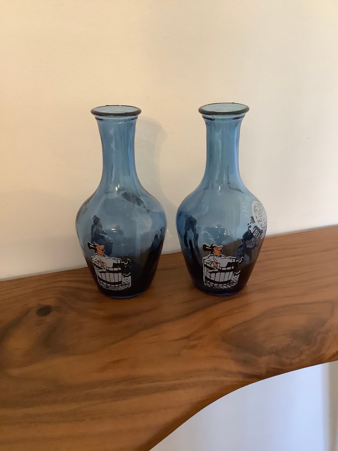 Vintage Wine Carafes, Pair of Mid Century Greek Wine Carafes From the ...