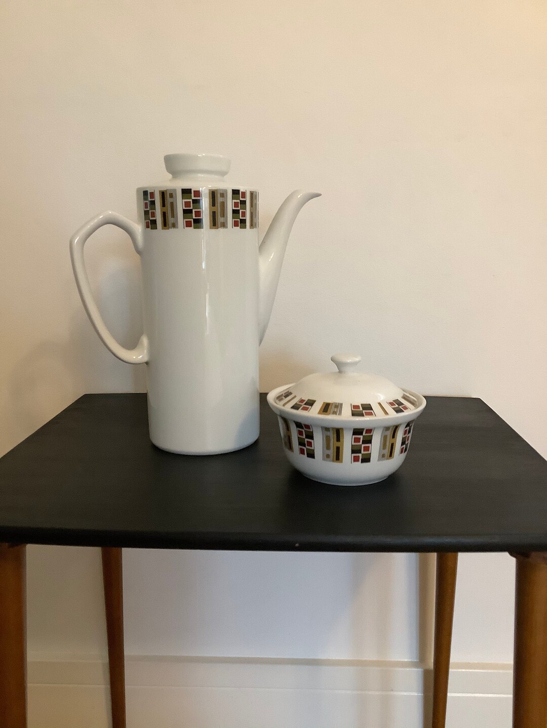 Vintage Alfred Meakin Coffee Pot With Lidded Dish: Mid-century 'random ...