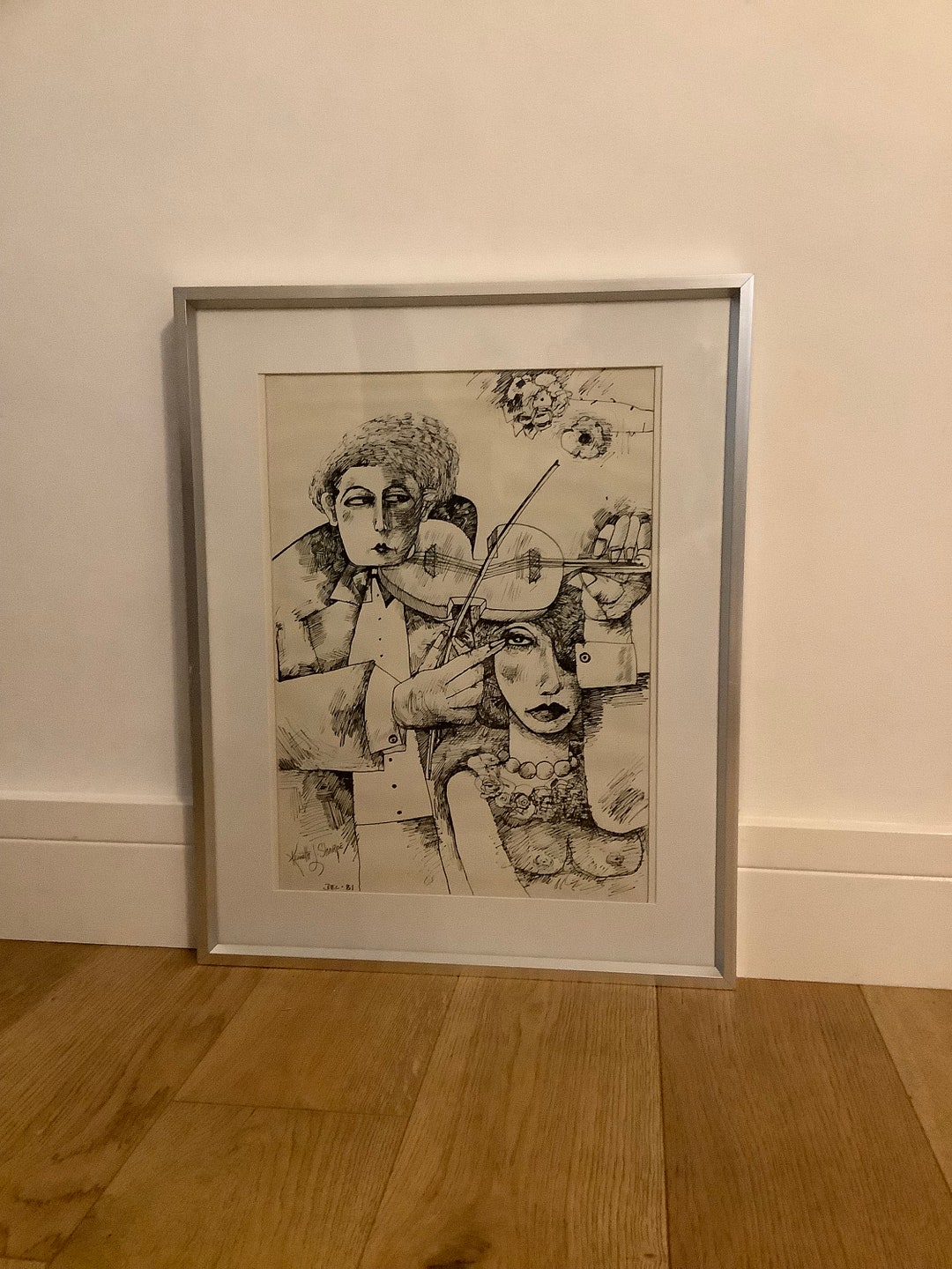 Vintage 1980s Ink Drawing: Signed Artwork by Kenneth Sharpe, Framed ...