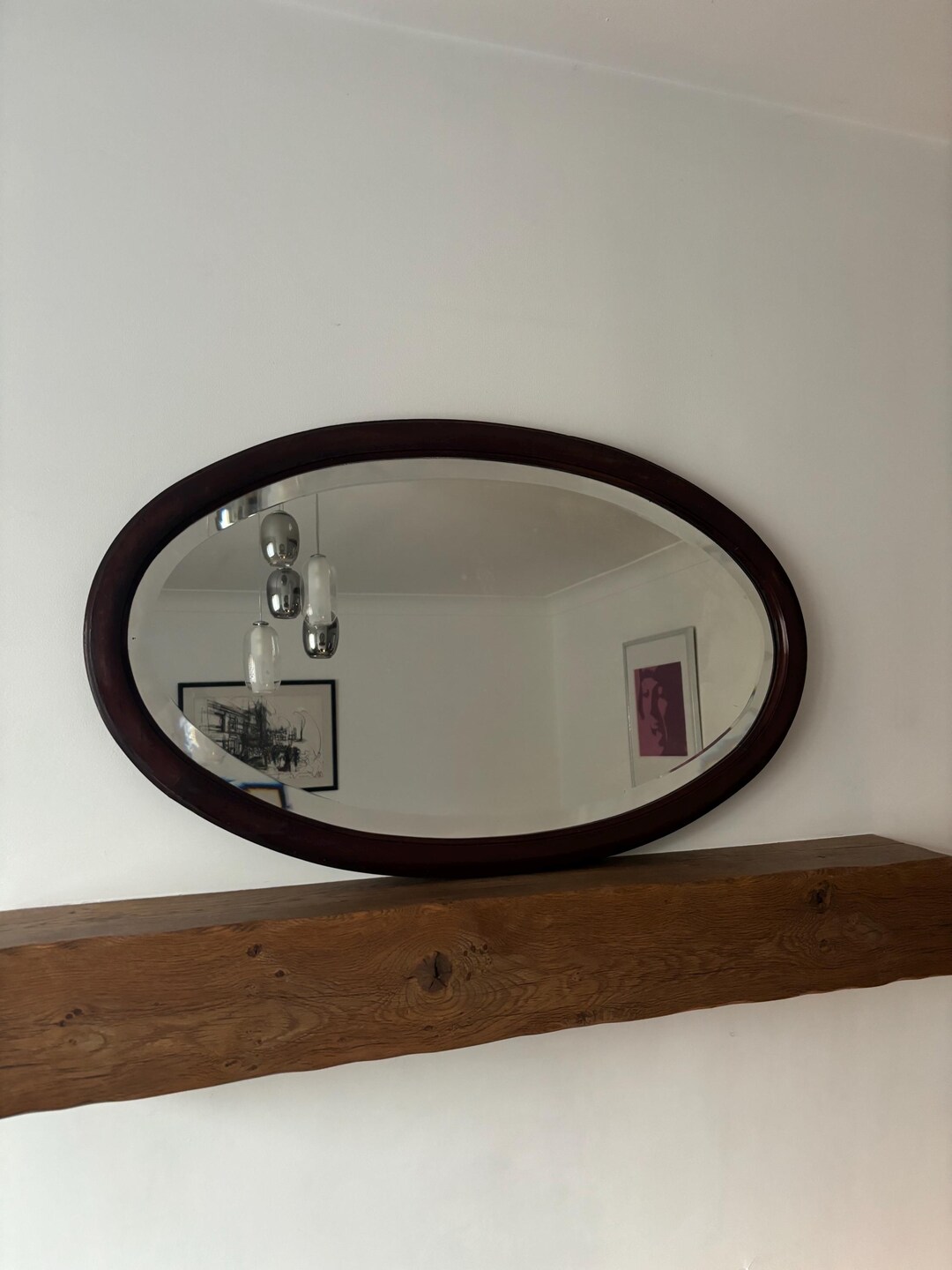 Antique Oval Mirror, Vintage Mahogany Frame Oval Mirror, Antique ...