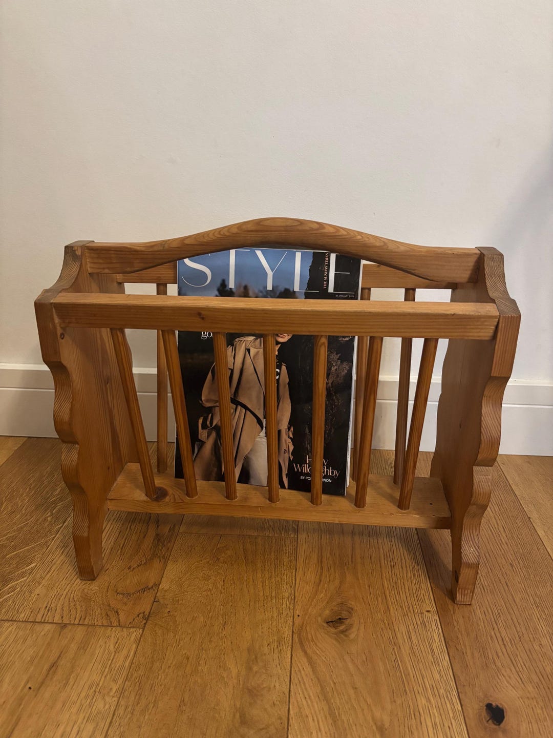 Vintage Wooden Magazine Rack, 1980s Magazine Rack, Pine Magazine Rack ...